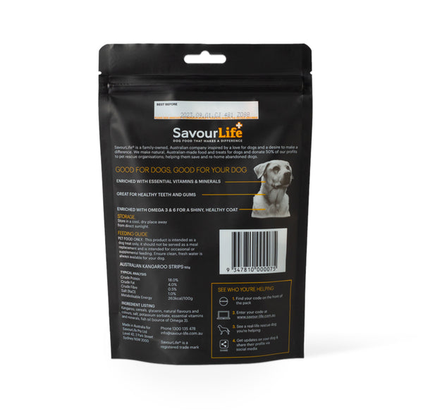 SavourLife Australian Kangaroo Strips 165g | vet-n-pet DIRECT
