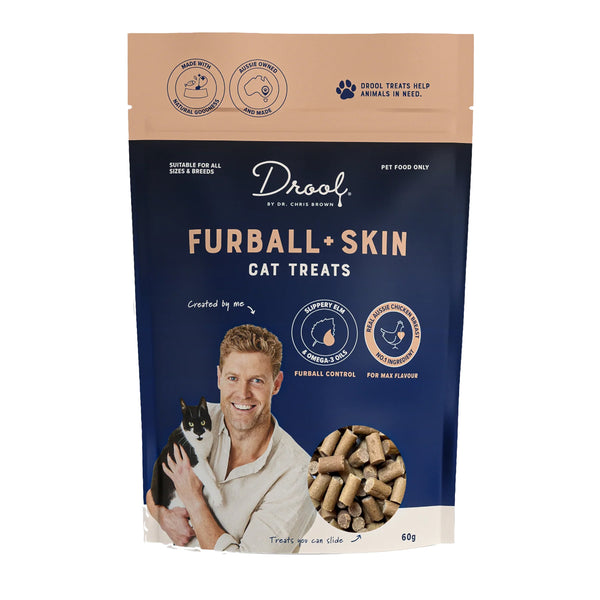 Drool by Dr Chris Brown Furball + Skin Cat Treats 60g | vet-n-pet DIRECT