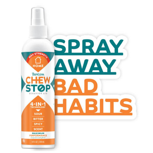 TropiClean Chew Stop Behaviour Aid Spray Max Strength for Home 236mL ...