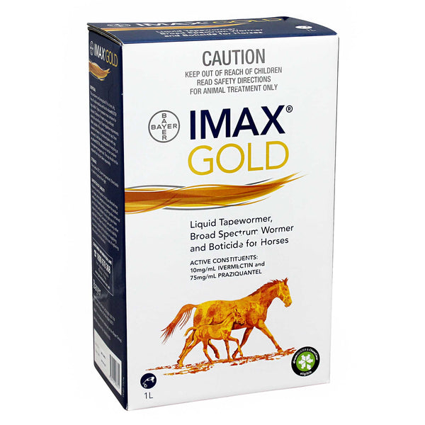 Imax Gold Broad Spectrum Wormer & Boticide for Horses 1L Studpack - vet ...