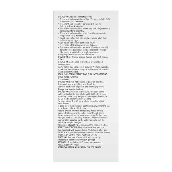 Bravecto Yellow for Very Small Dogs 2-4.5kg 2 x Chews Value Pack | vet ...