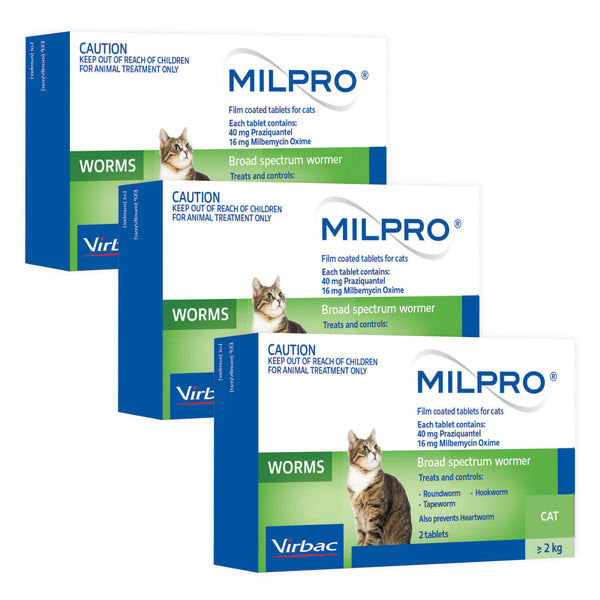 Milpro Broad Spectrum Worming Tablets for Cats Over 2kg - Value Bundle ...