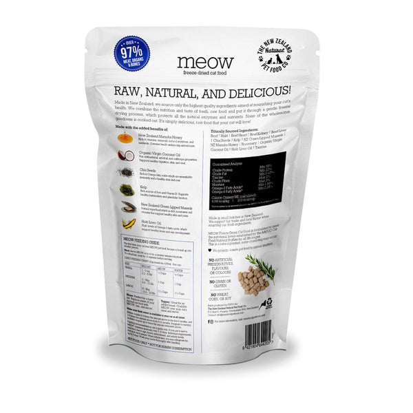 Meow Freeze Dried Cat Food - Beef & Hoki 280g - vet-n-pet DIRECT